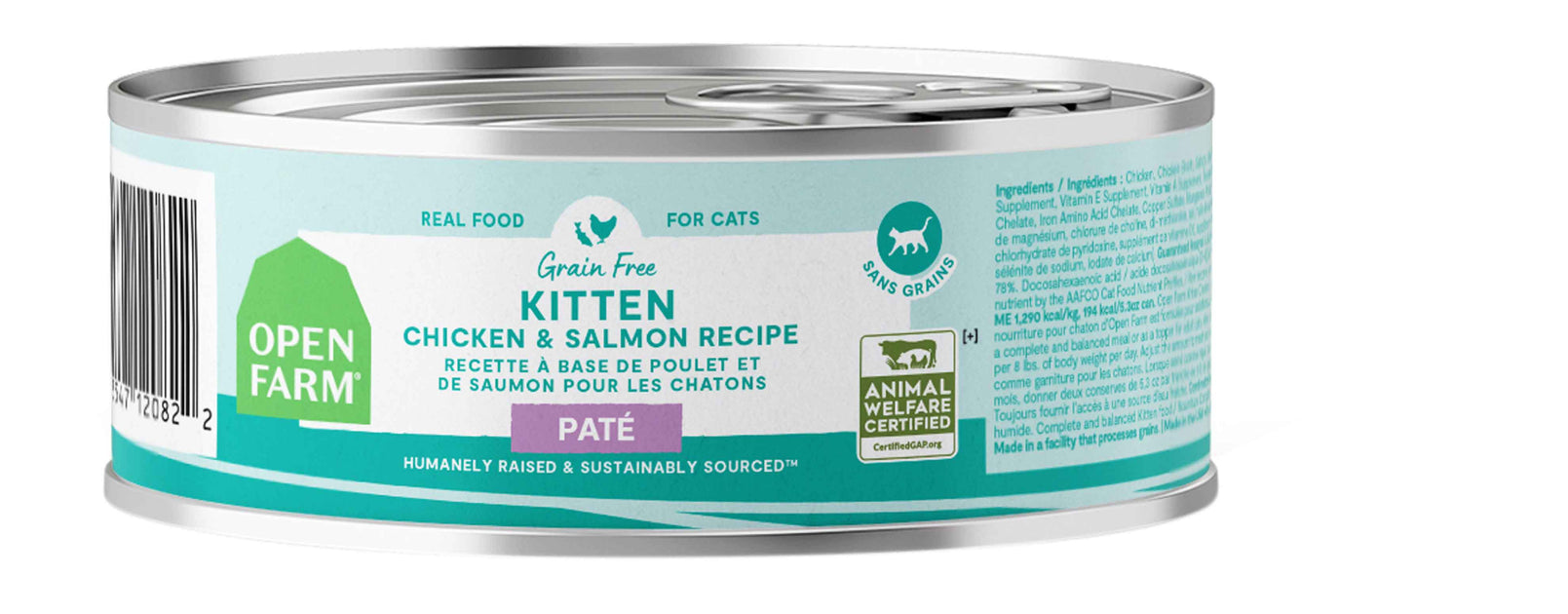 Open Farm Wet Cat Food, Kitten Recipe Chicken & Salmon — NurturePet Pet ...