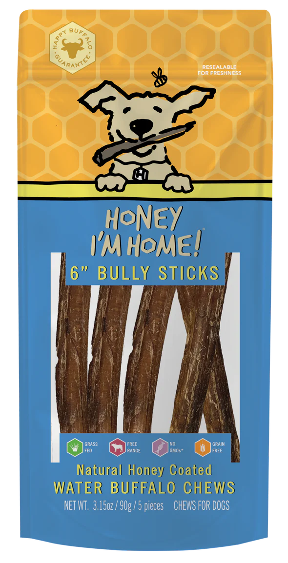 Honey I'm Home Dog Buffalo Bully Stick 5 Pack — NurturePet Pet Supply