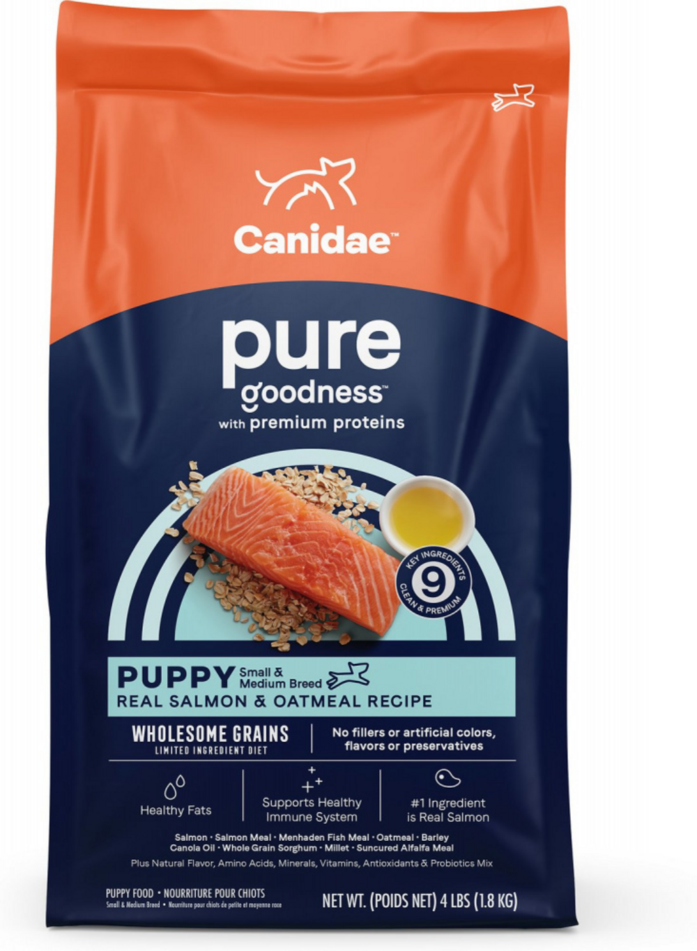 Canidae Pure Goodness PUPPY Real Salmon & Oatmeal Recipe Dry Dog Food ...